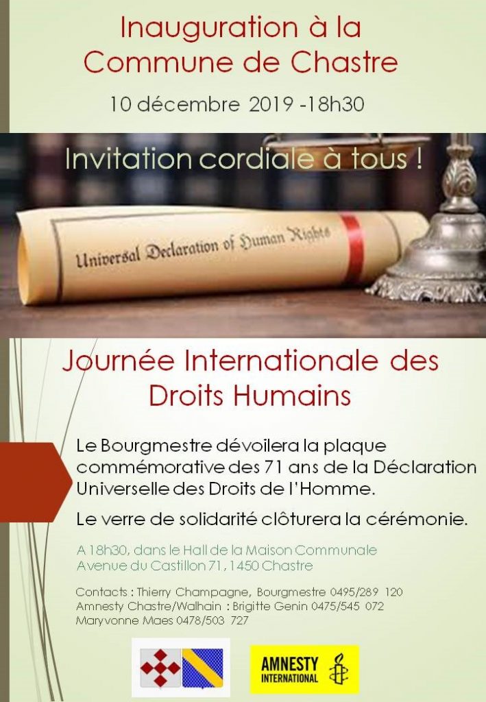 Journée internationale des droits humains – ce 10 décembre à Chastre ...